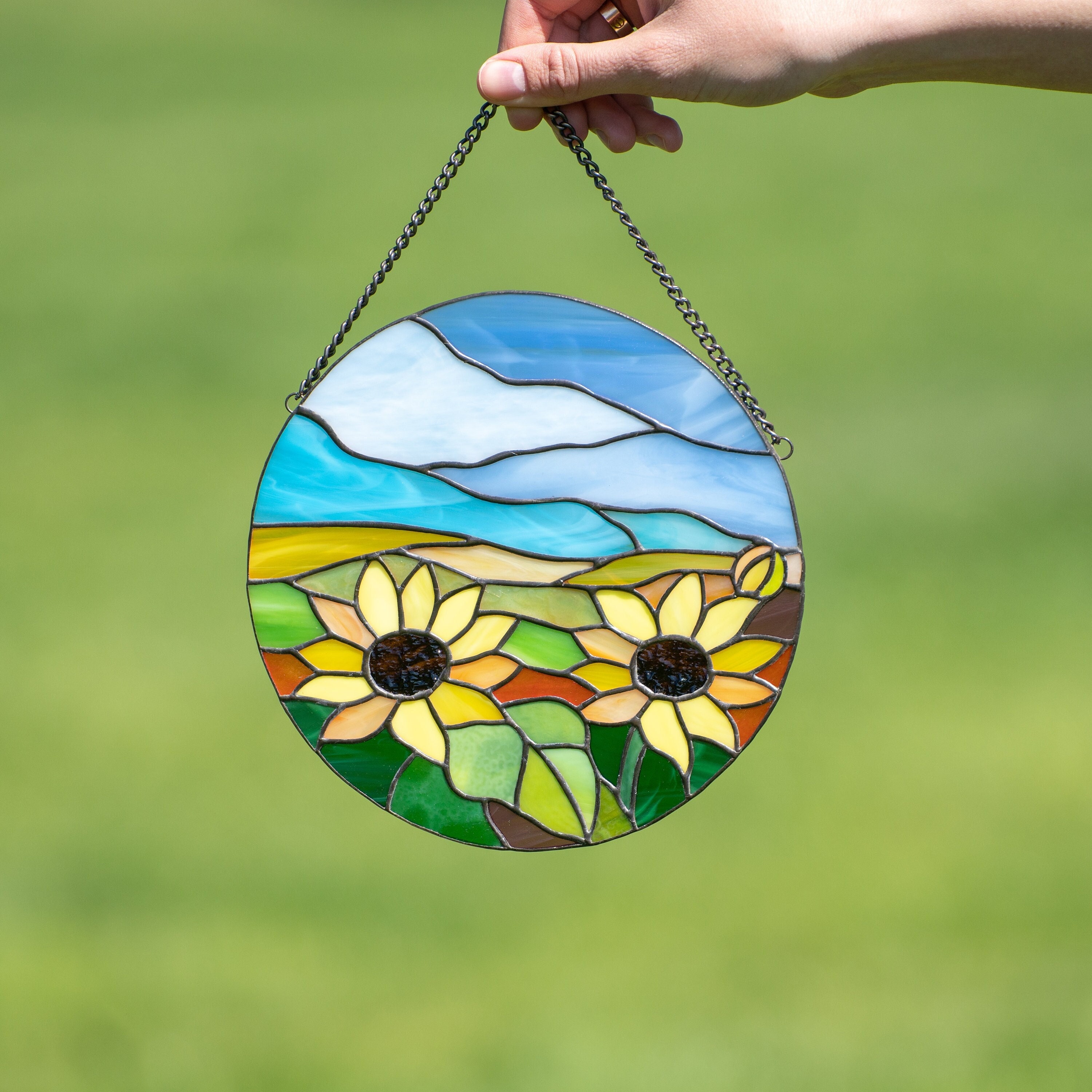 Sunflower Stained Glass Window Hangings Custom Stained Glass Etsy