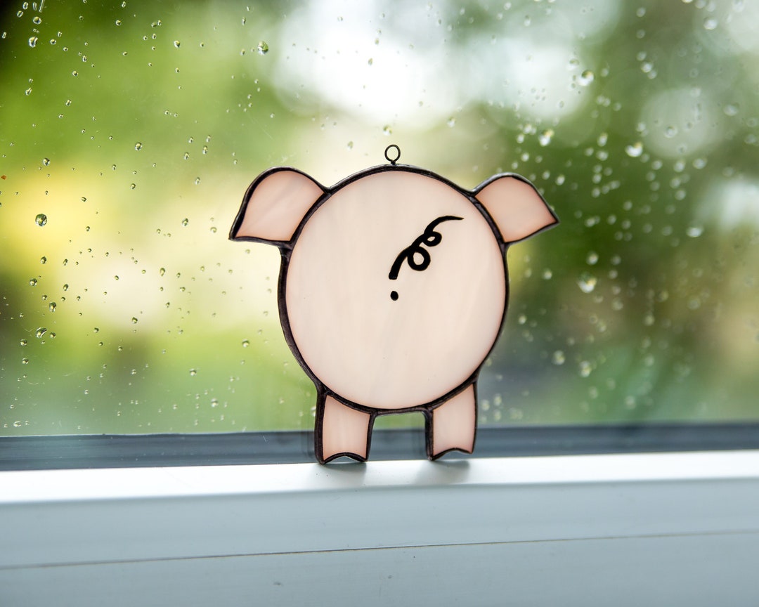 Pig Stained Glass Window Hangings Custom Stained Glass - Etsy