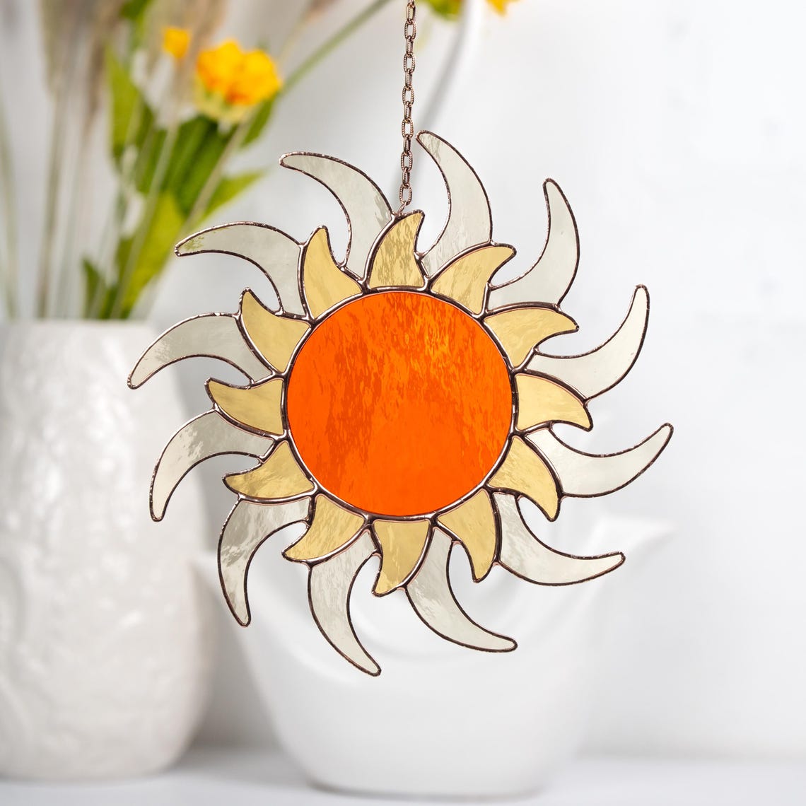 Sun Ornament Stained Glass Window Hangings Thank You Gift Sunshine ...