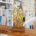 Dried Wheat Stained Glass Plant Godfather Gift Wood Desk Accessories ...