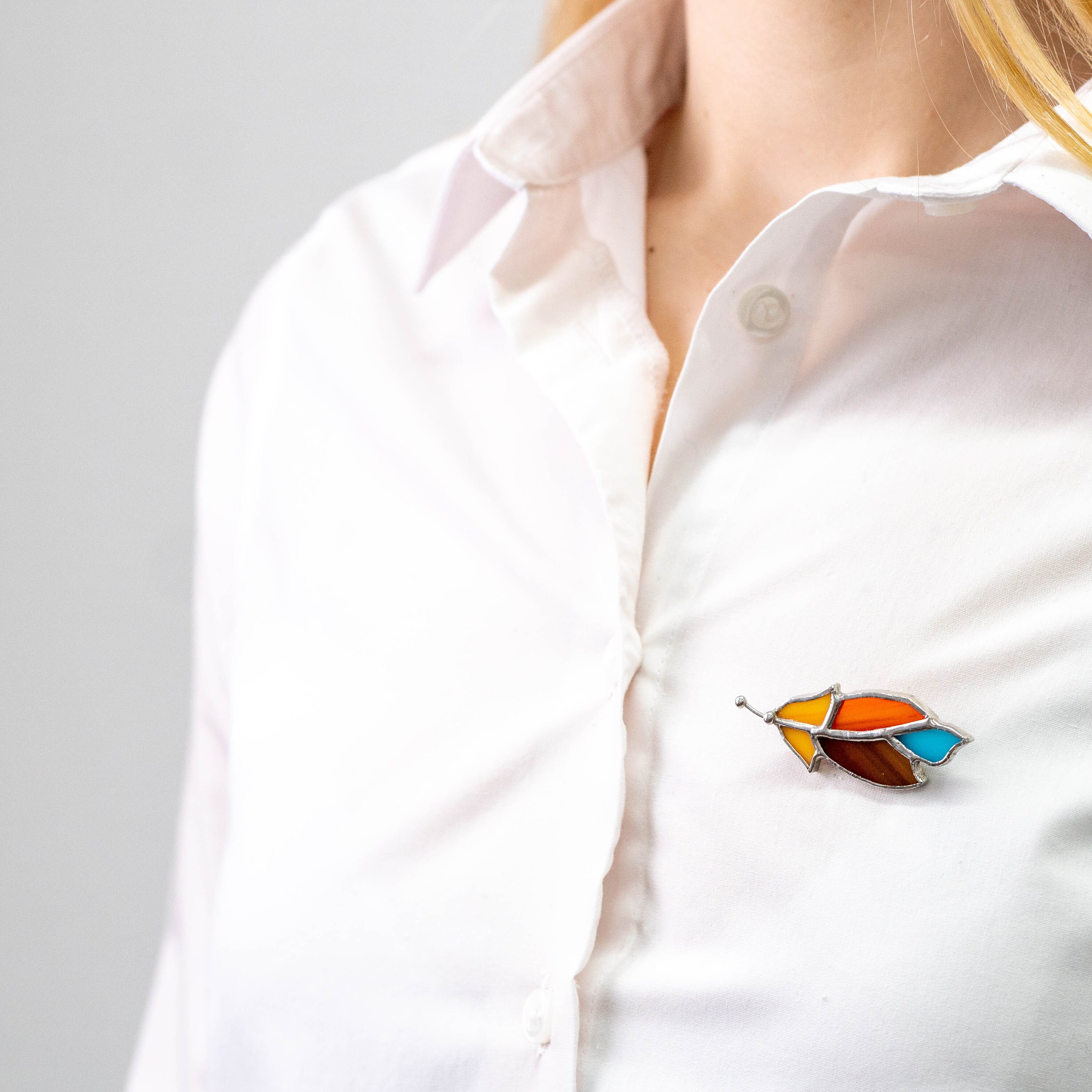 Stained Glass Feather Brooch Mothers Day Gift Custom Stained | Etsy