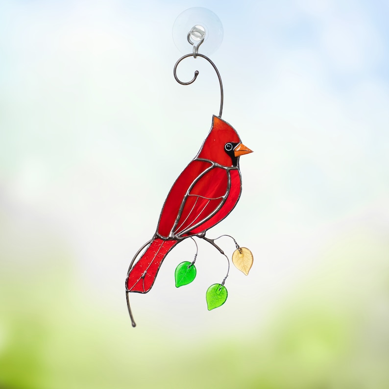 Cardinal Stained Glass Window Hangings Christmas Gifts Custom - Etsy