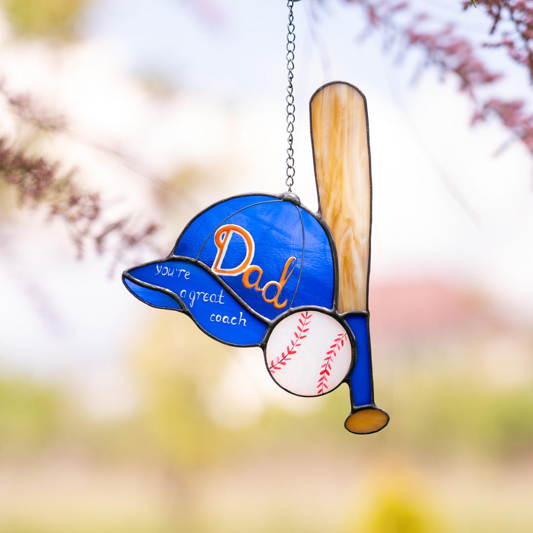 Stained Glass Window Hangings Christmas Gift Baseball Ornament First ...