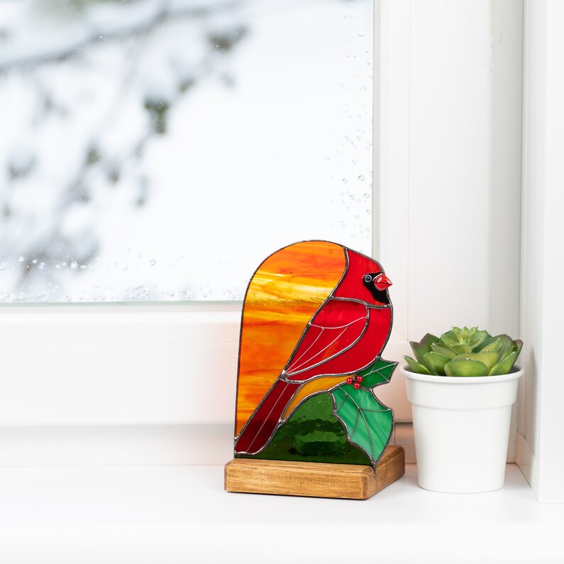 Stained Glass Cardinal Suncatcher Christmas Gifts Cardinal Ornament ...