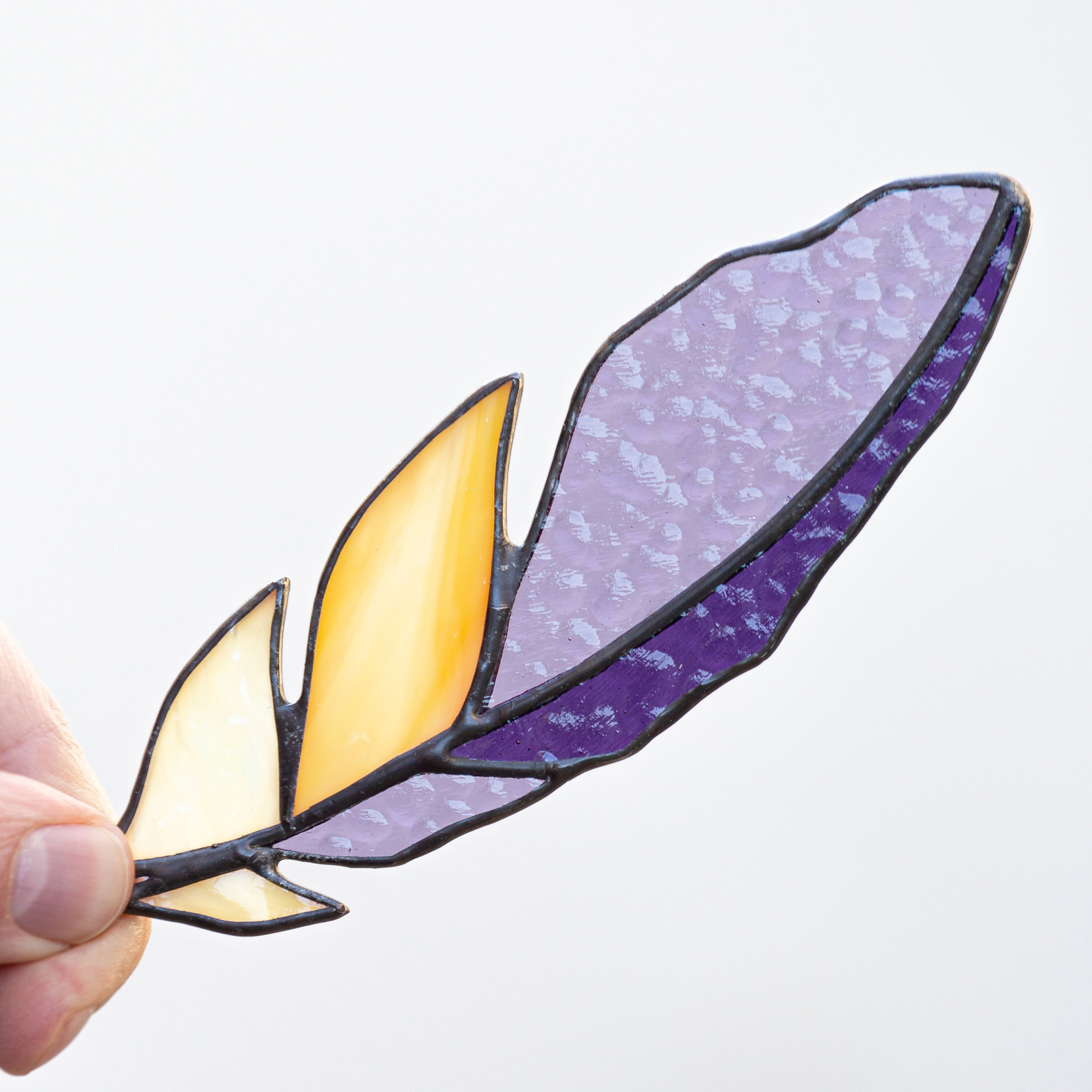 Feather stained glass window hangings bohemian decor Mothers | Etsy