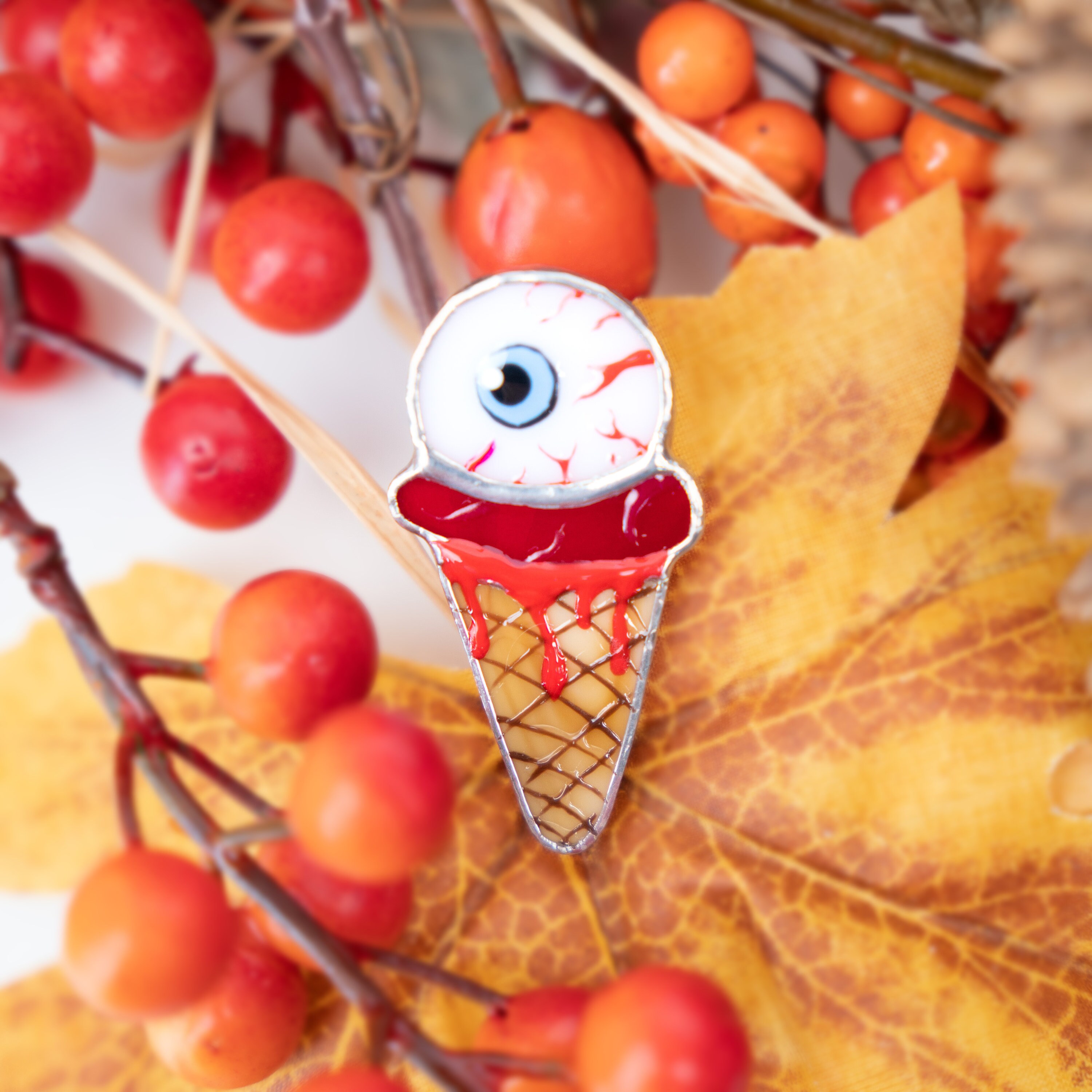 Creepy Jewelry Stained Glass Brooch Halloween Stained Glass - Etsy