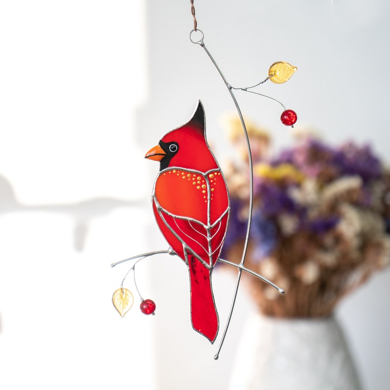 Cardinal Stained Glass Memorial Suncatcher Godfather Gift Cardinal ...