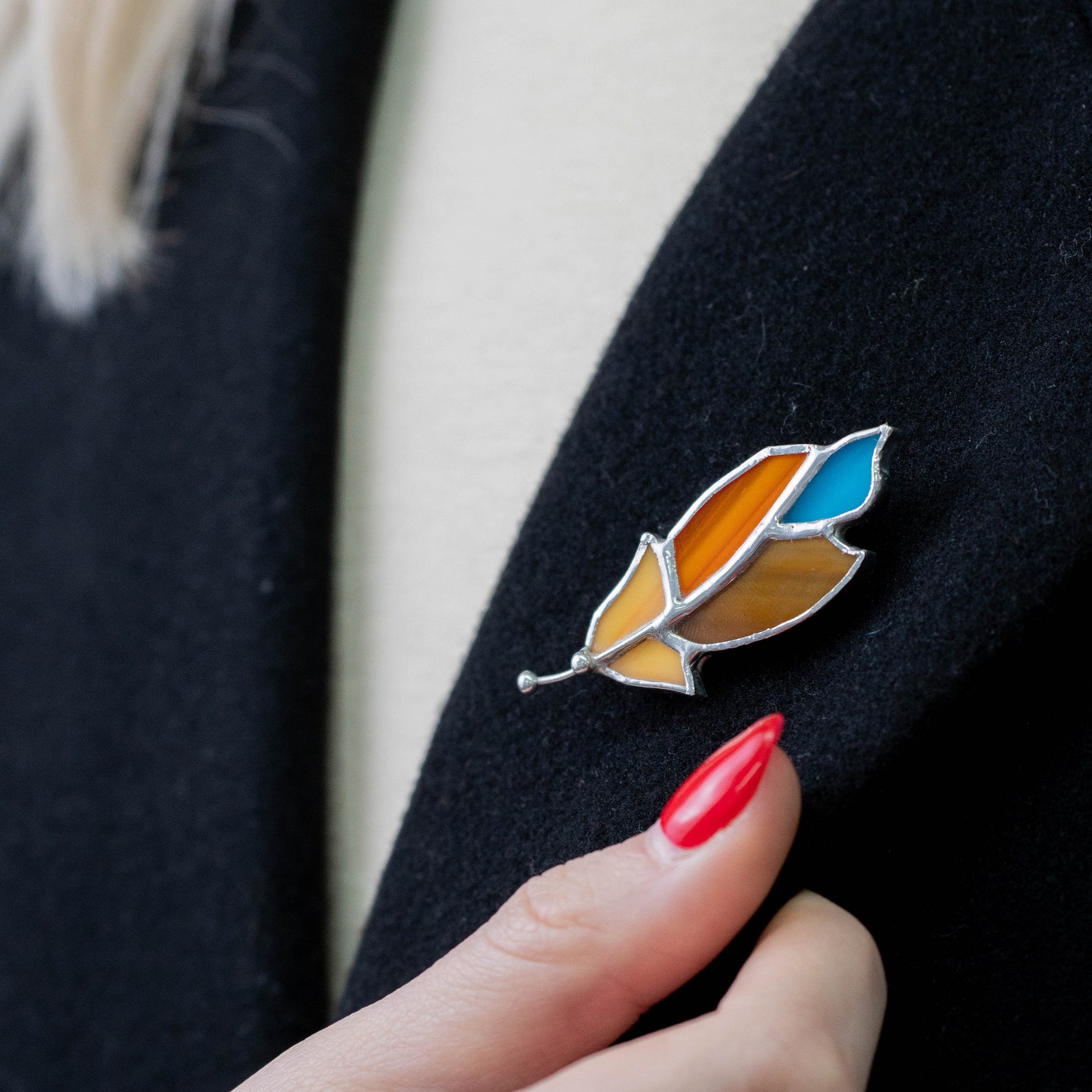 Stained Glass Feather Brooch Mothers Day Gifts Custom Stained - Etsy