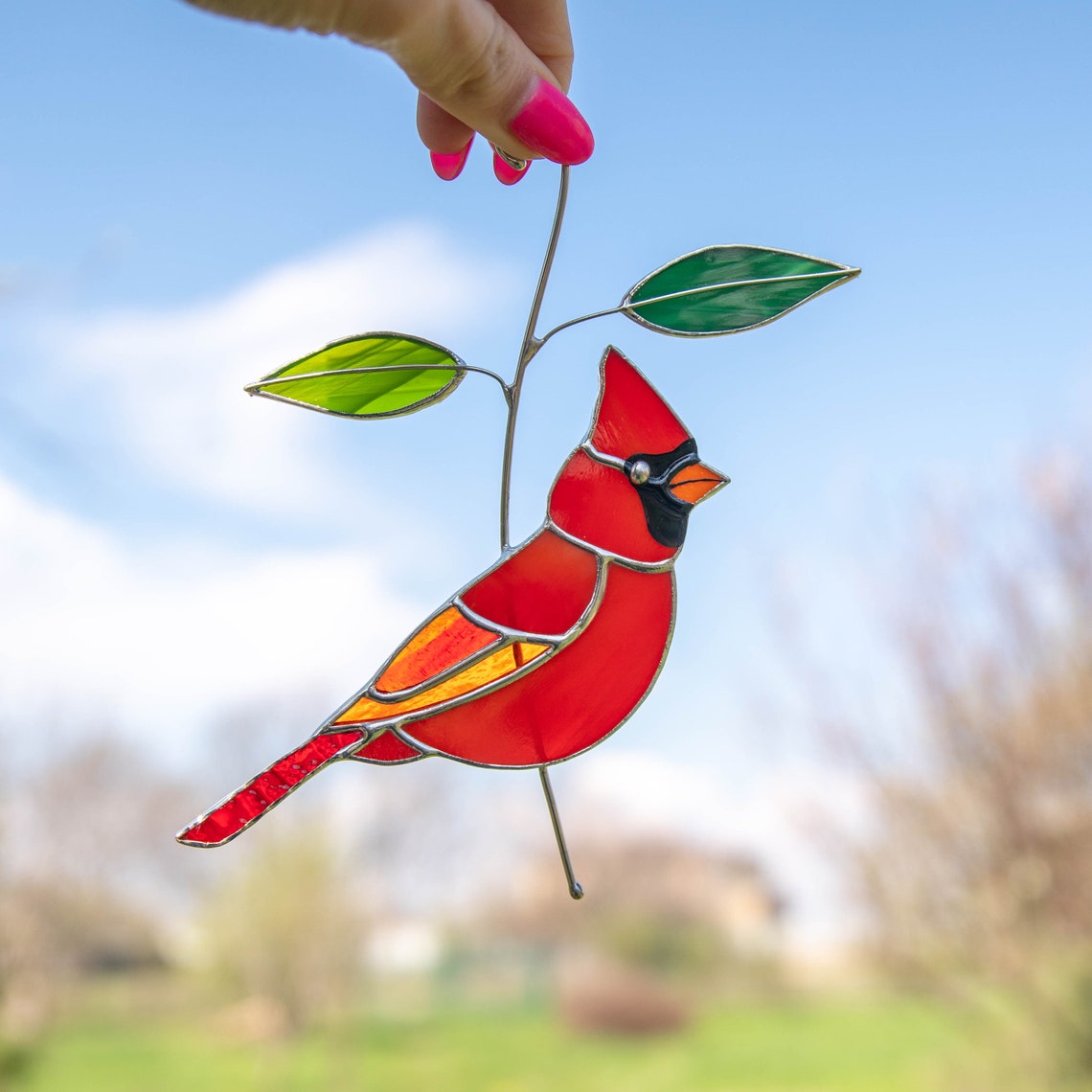 Stained Glass Cardinal Suncatcher Christmas Gifts Custom - Etsy