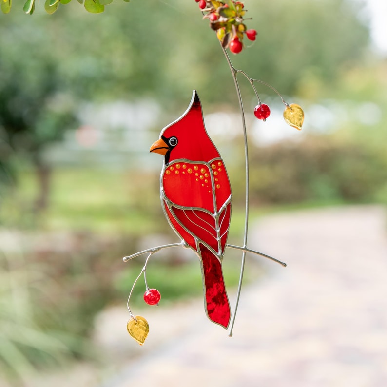 Stained Glass Cardinal Suncatchernull