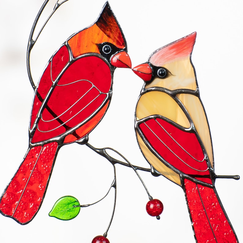 Cardinal Stained Glass Window Hangings Mothers Day Gifts - Etsy