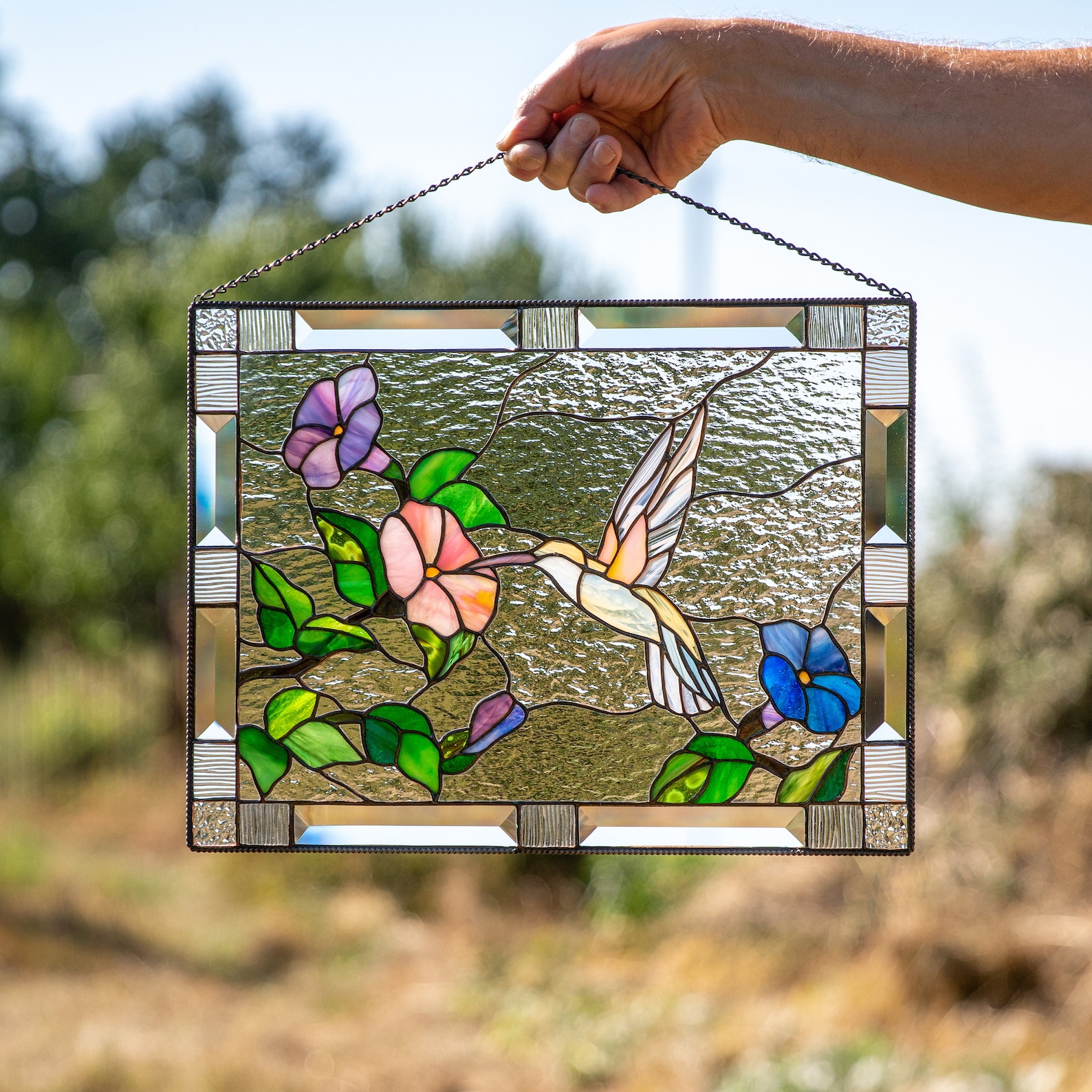 Hummingbird Stained Glass Window Panel Fathers Day Gift Custom - Etsy