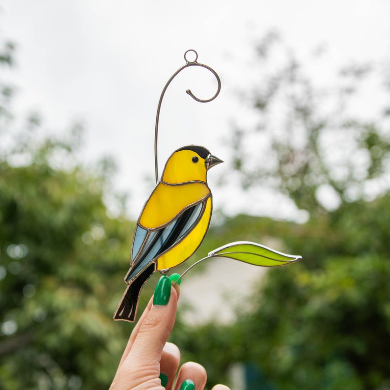Goldfinch Stained Glass Window Hangings Christmas Gifts Custom - Etsy