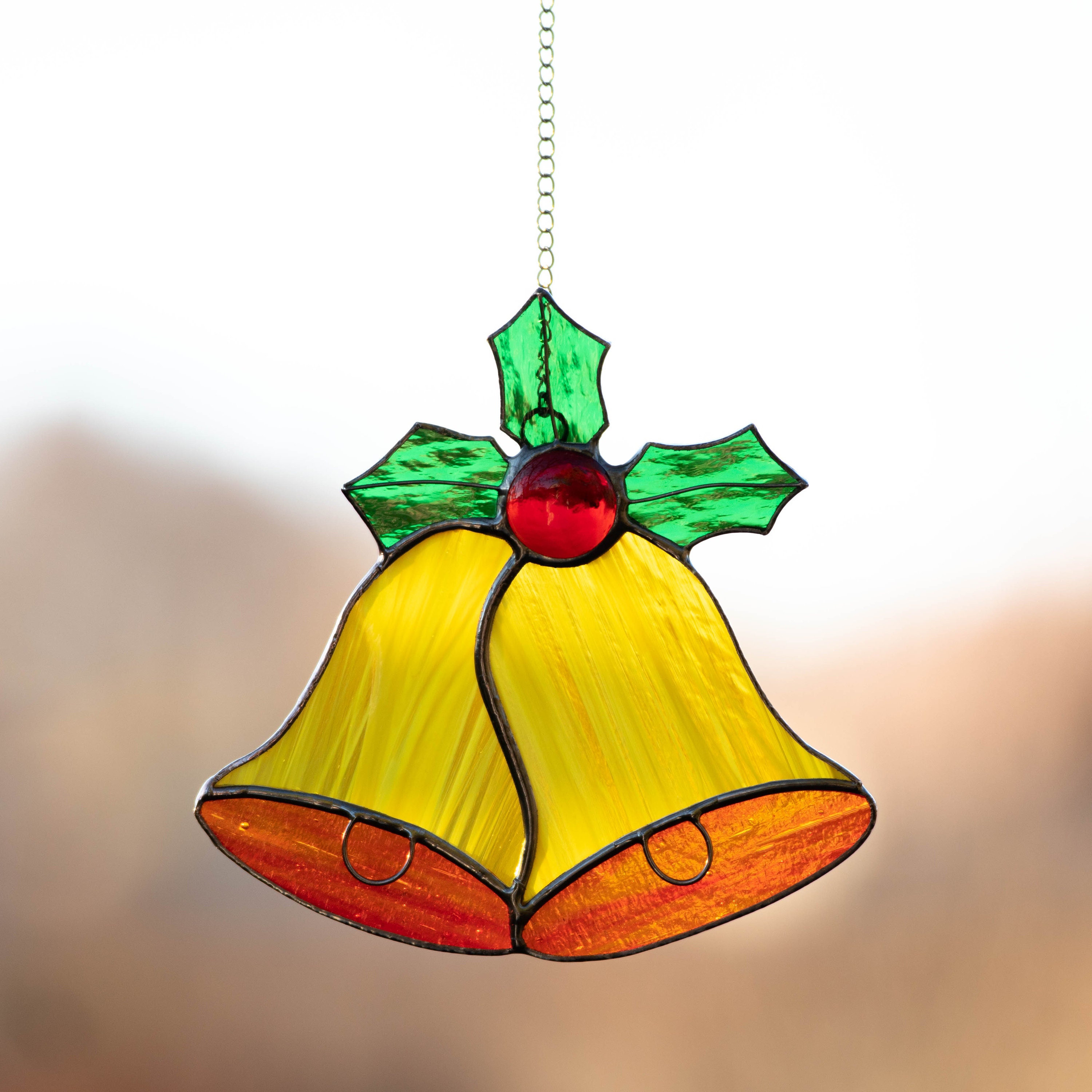 Jingle Bells Stained Glass Christmas Suncatcher Christmas | Etsy