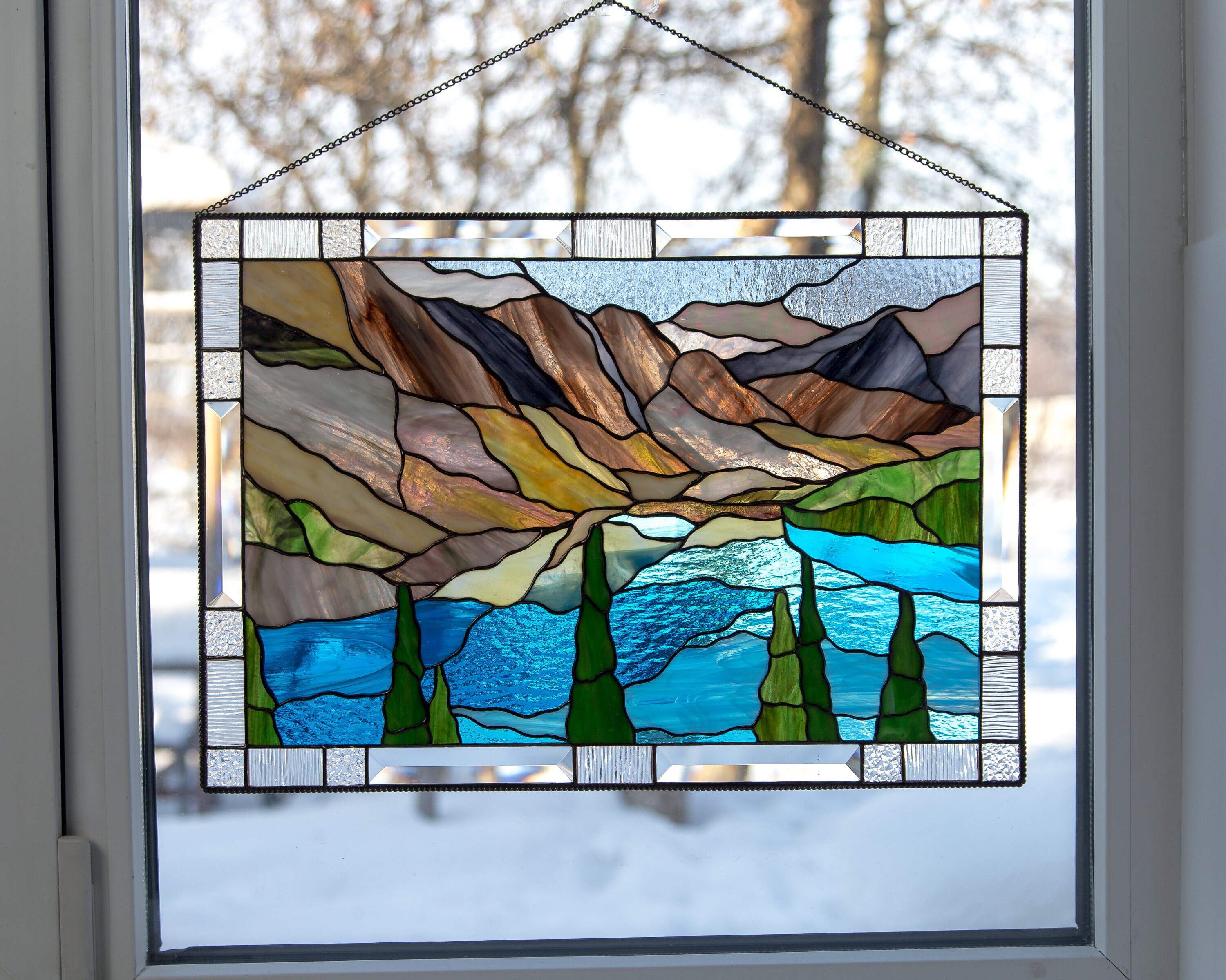 Stained Glass Panel Banff National Park 70th Birthday Gift for Mom ...