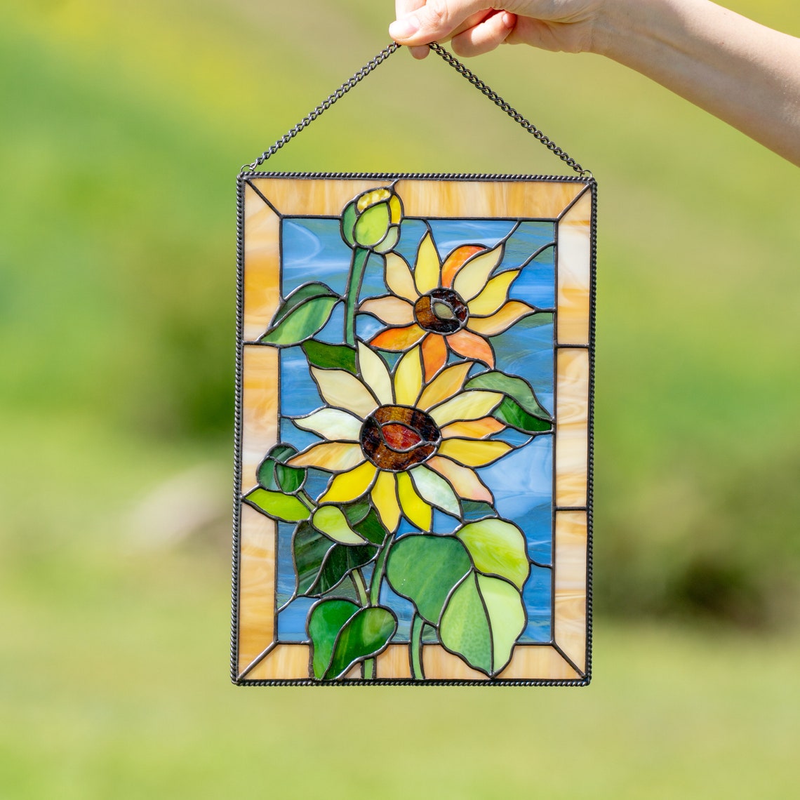 Sunflower Stained Glass Window Panel Housewarming Gift Flower - Etsy