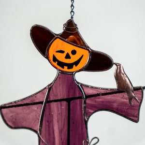 Garden Scarecrow Stained Glass Window Hangings Raven Feathers Custom ...