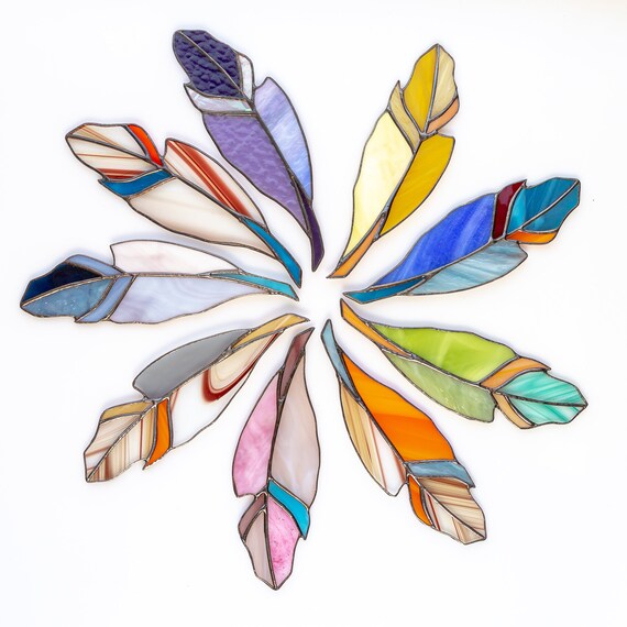 Stained glass feather window hangings Christmas gift ideas | Etsy