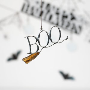 Boo to You Halloween Stained Glass Window Hangings Halloween Gifts ...