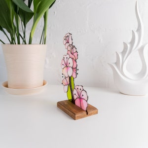 Japanese Sakura Stained Glass Panel Orchid Plants Custom - Etsy