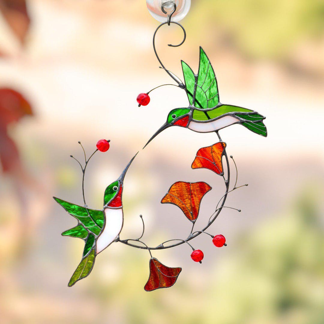 Hummingbird Stained Glass Window Hangings Ift for Her Custom Stained ...
