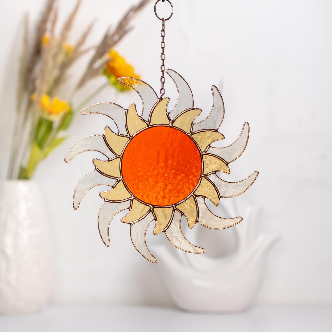 Sun Ornament Stained Glass Window Hangings Thank You Gift Sunshine ...
