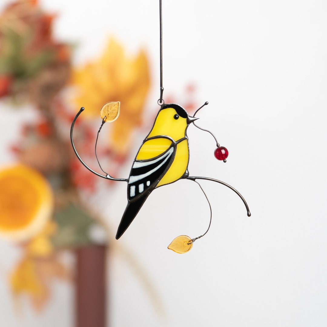 American Goldfinch Stained Glass Window Hangings Christmas Gift Custom ...
