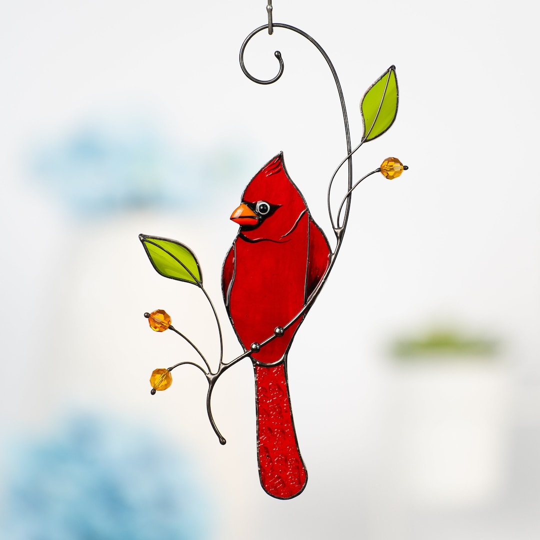 Cardinal Stained Glass Window Hangings Christmas Gifts Custom Stained ...