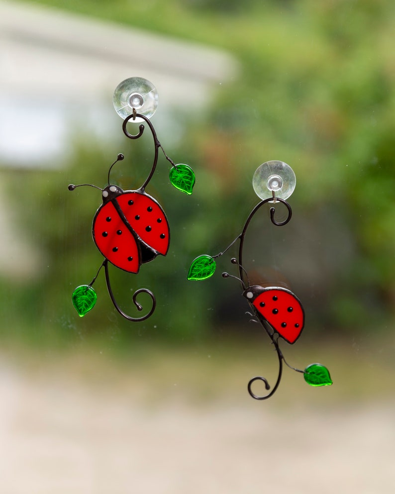Ladybug Stained Glass Window Hangings Christmas Gifts Stained - Etsy ...