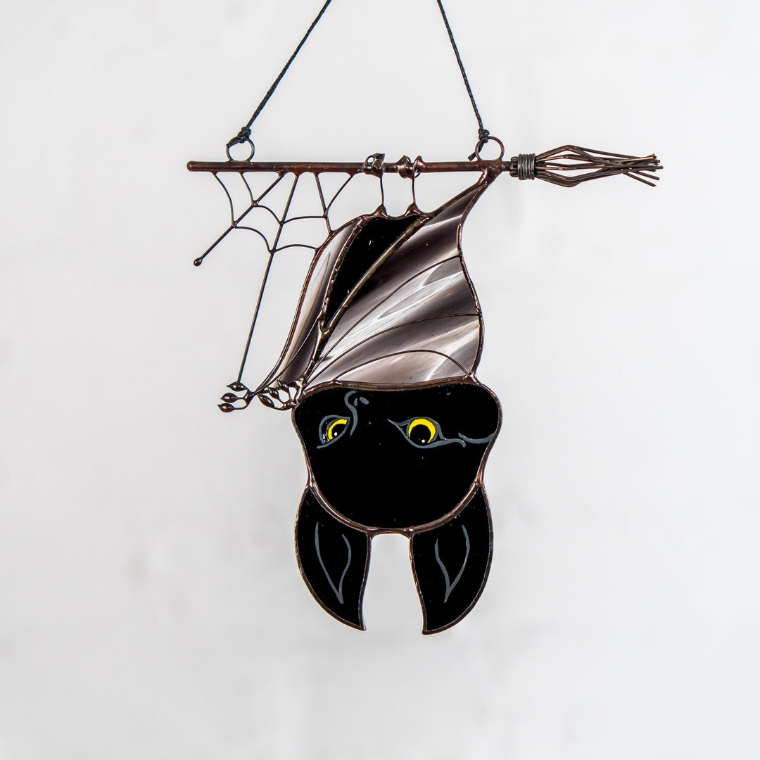 Halloween Stained Glass Bat Halloween Artwork Custom Stained Glass ...