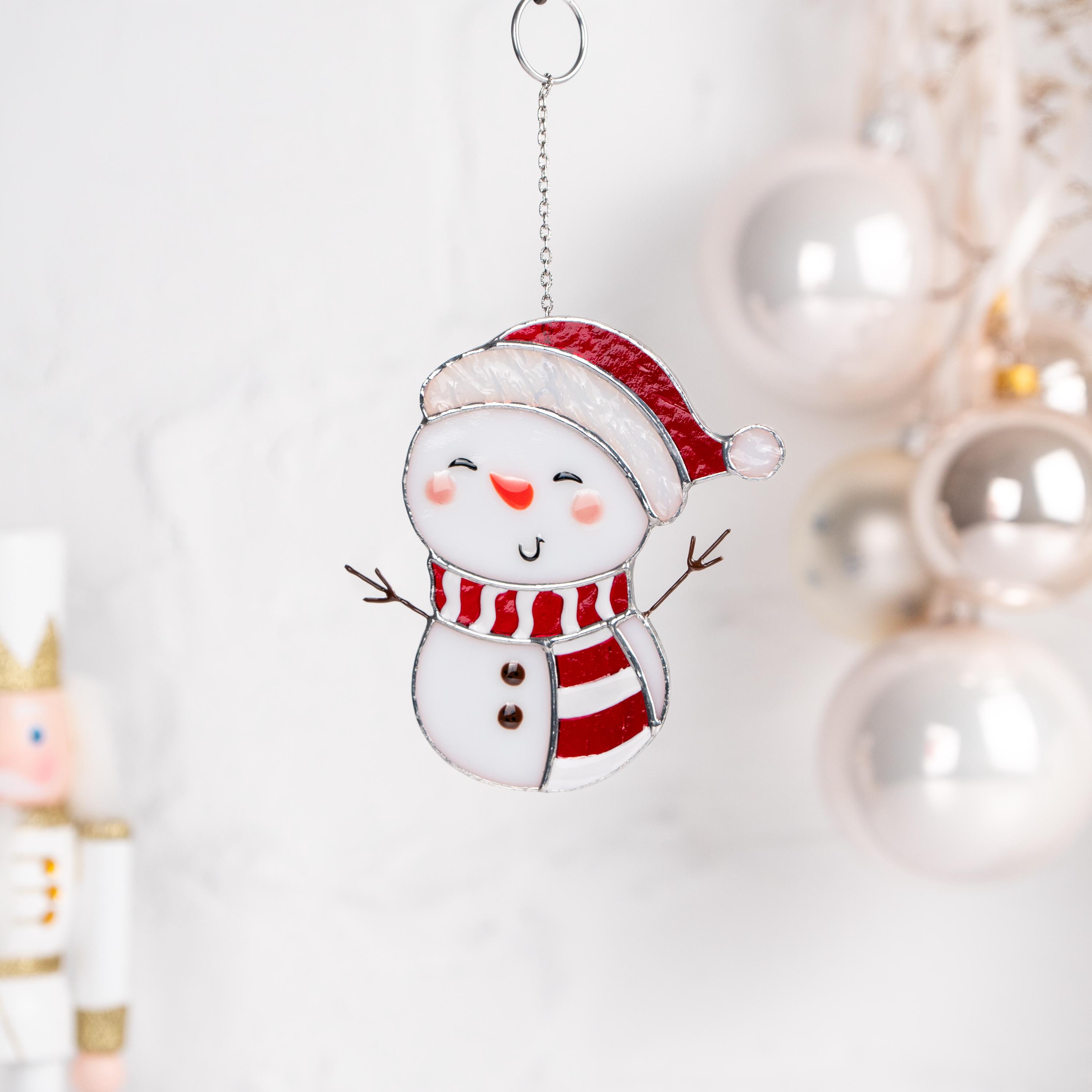 Snowman Stained Glass Suncatcher Grandparents Christmas Gift Snowman ...
