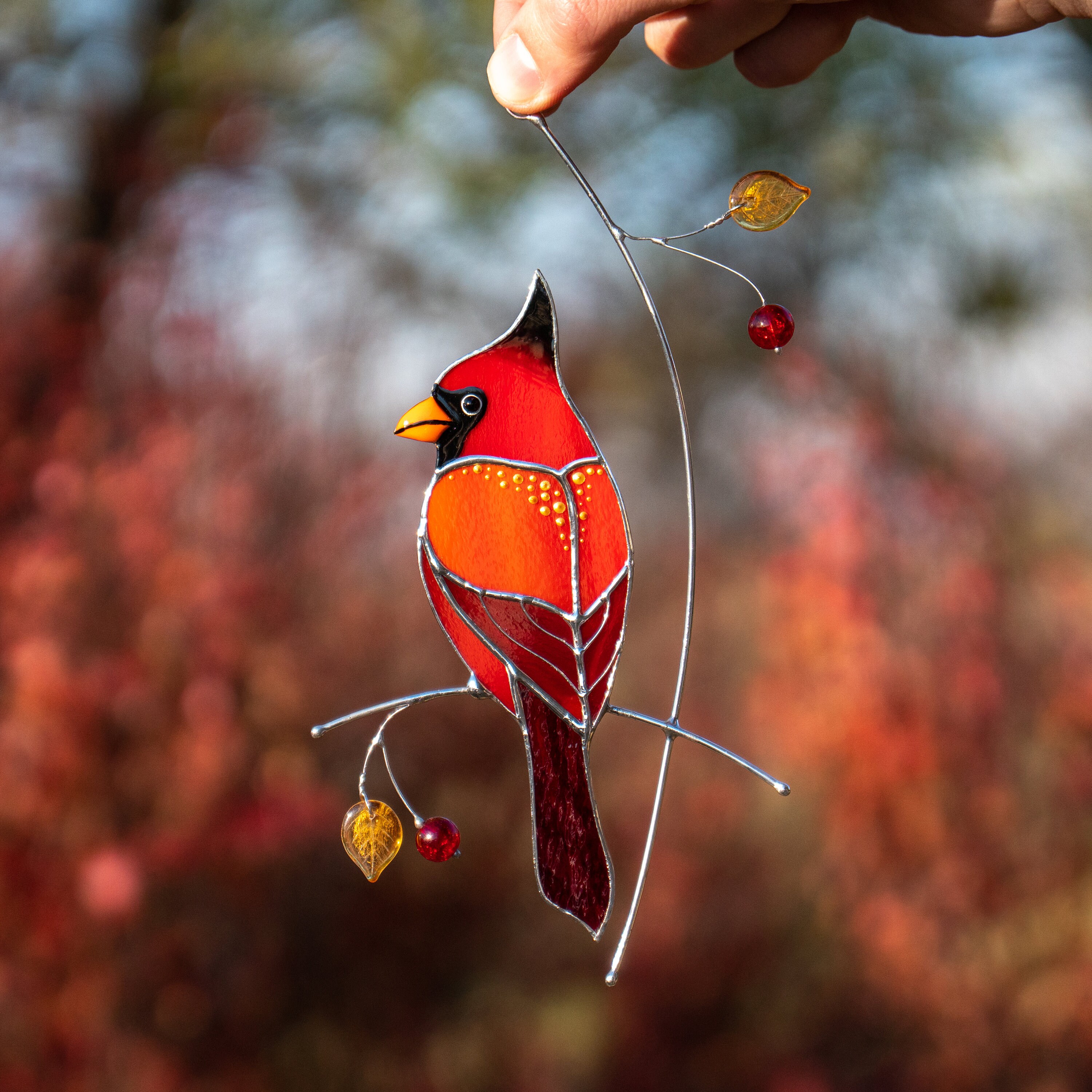 Cardinal Stained Glass Memorial Suncatcher Godfather Gift Cardinal ...