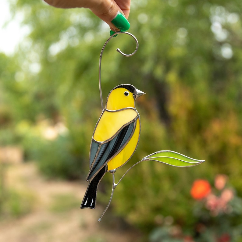 Goldfinch Stained Glass Window Hangings Christmas Gifts Custom - Etsy