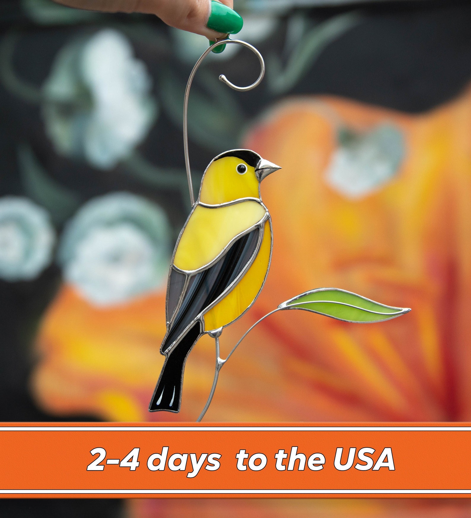 Goldfinch Stained Glass Window Hangings Christmas Gifts Custom - Etsy