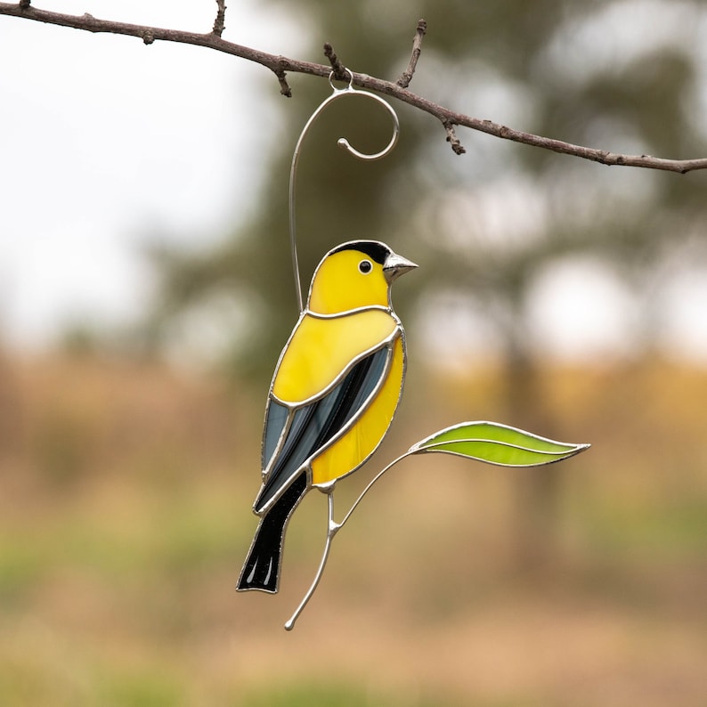 Goldfinch Stained Glass Window Hangings Christmas Gifts Custom - Etsy