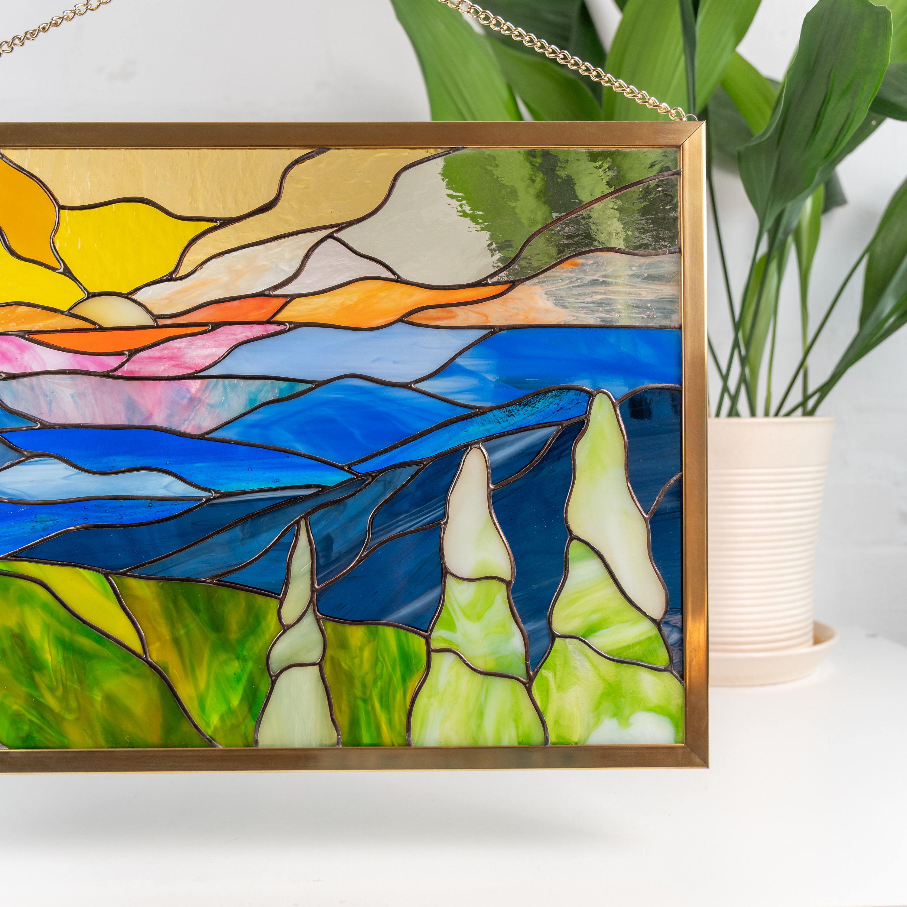 Blue Ridge Mountains Stained Glass Window Hangings Unique Gift for Mom ...