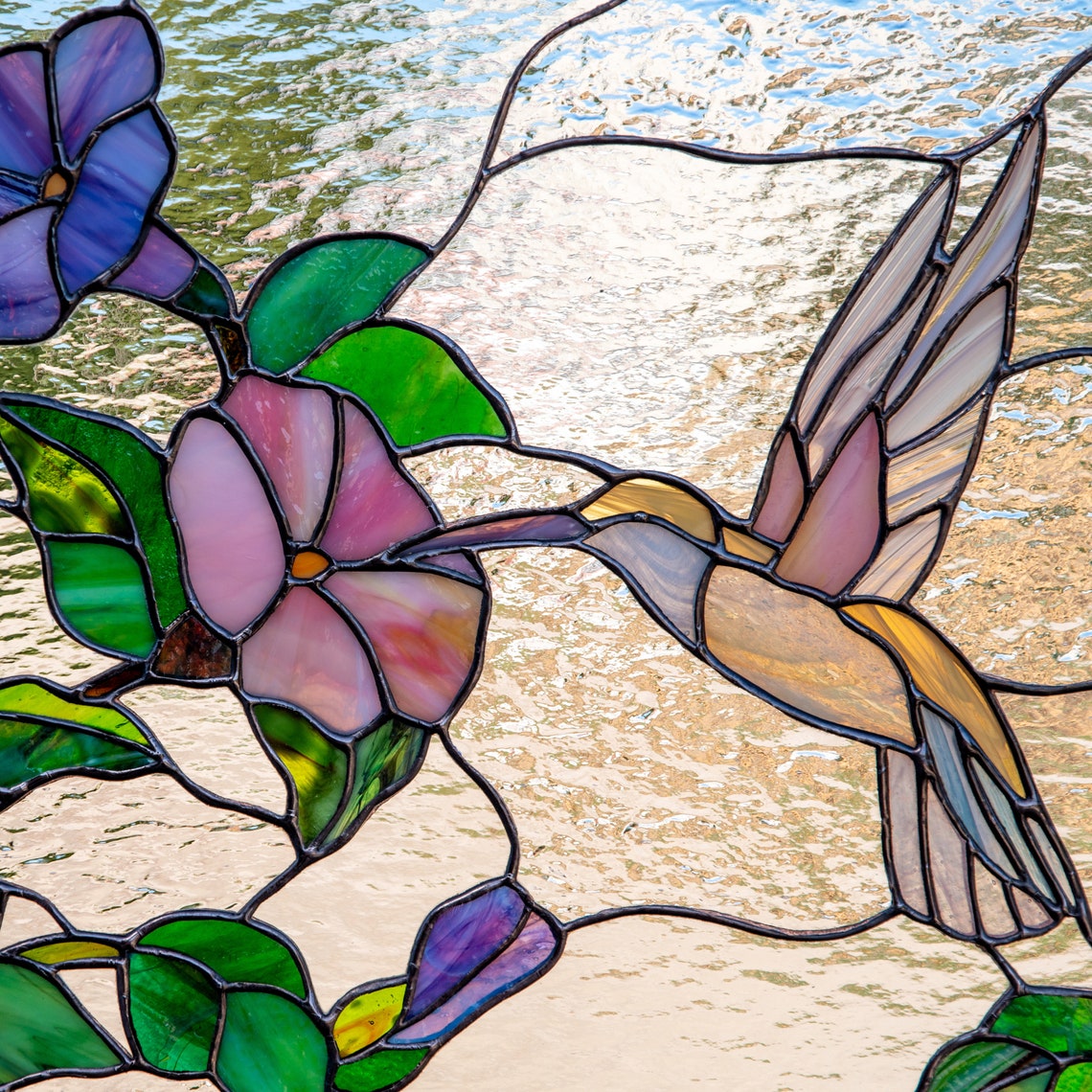 Hummingbird Stained Glass Window Panel Fathers Day Gift Custom - Etsy