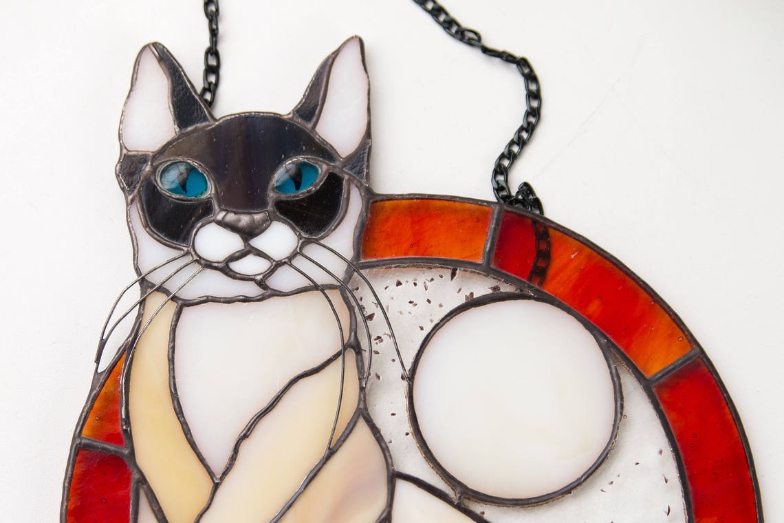 Siamese Cat Stained Glass Suncatcher Pet Loss Gifts Custom Cat - Etsy