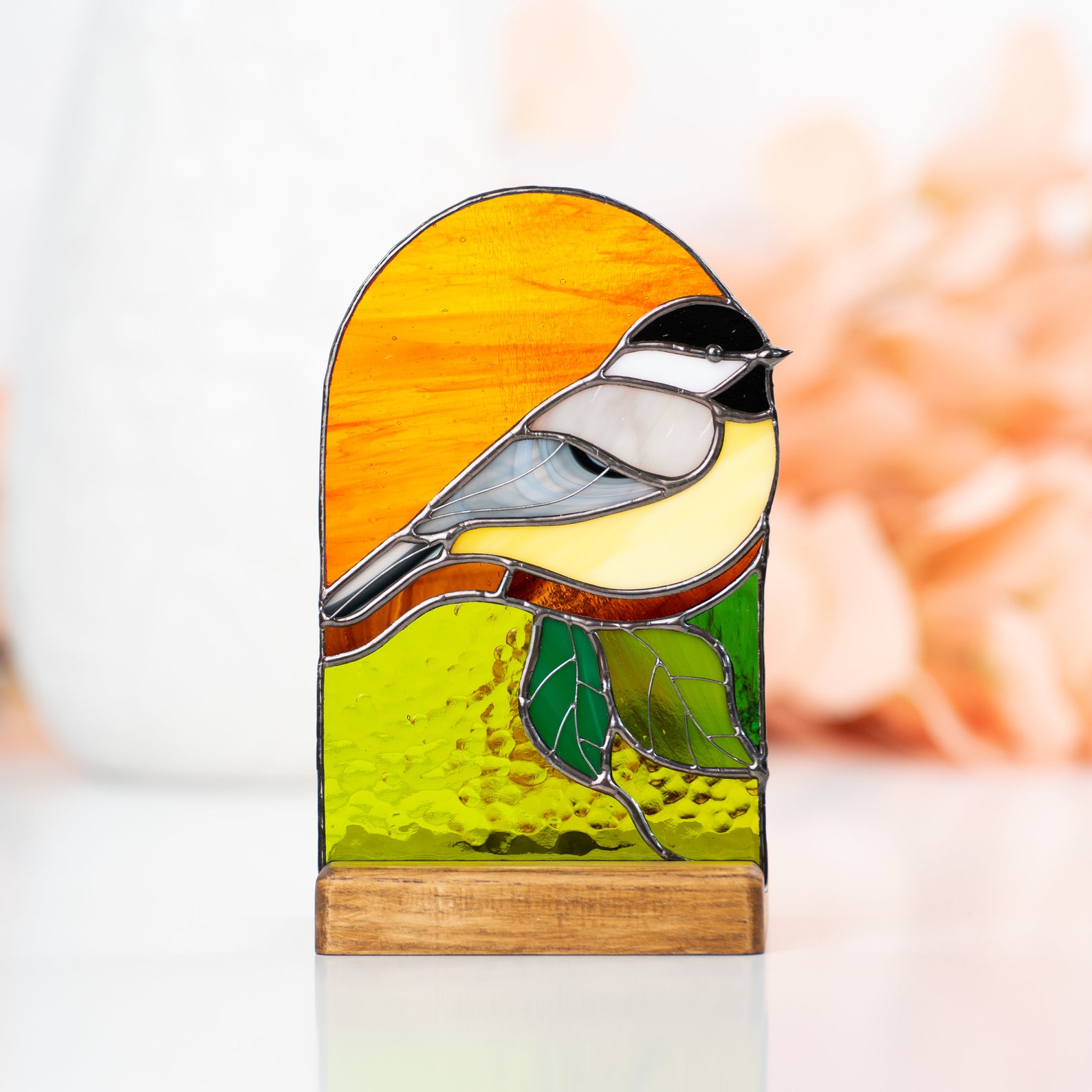 Chickadee Stained Glass Candle Holder Mothers Day Gifts Custom - Etsy