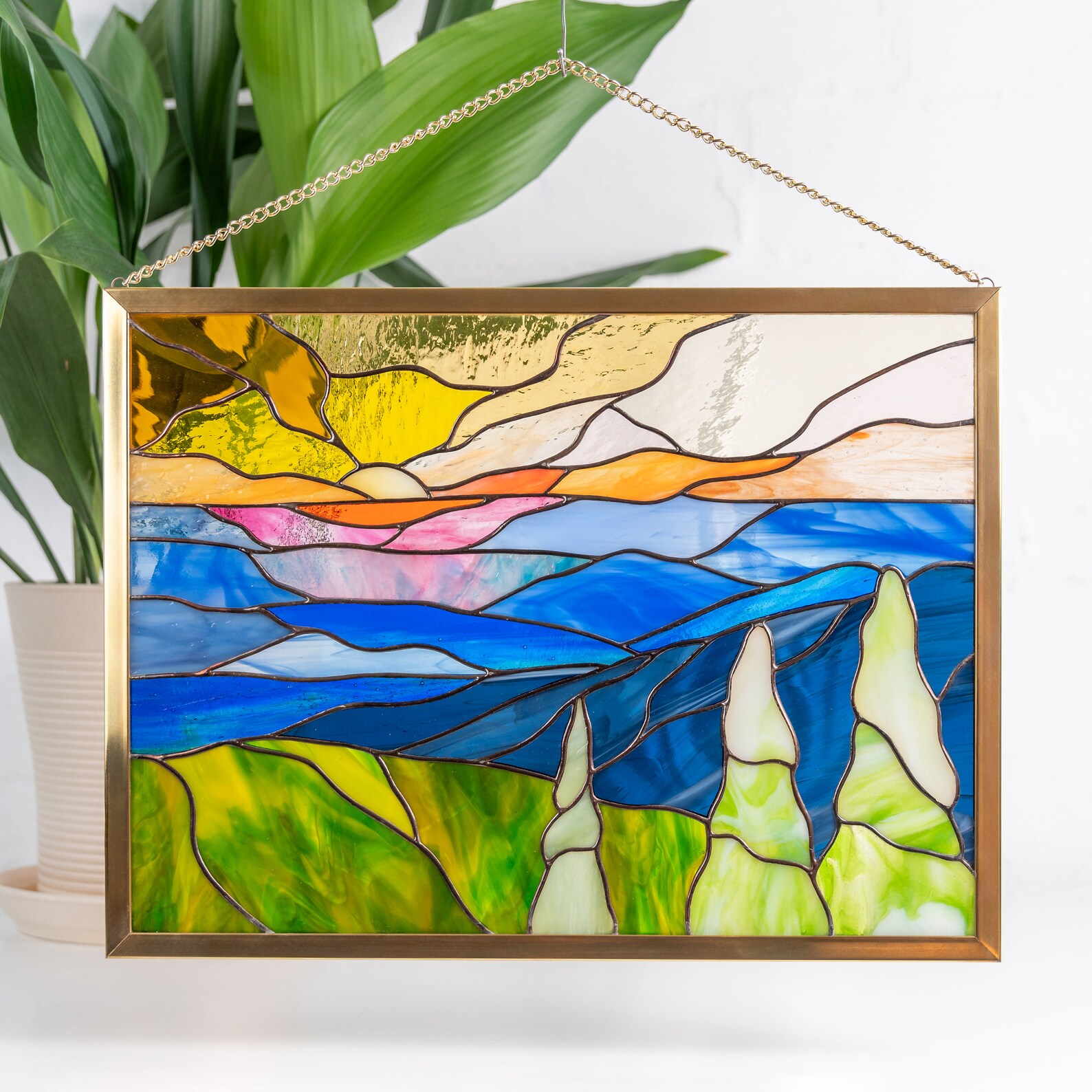 Blue Ridge Mountains Stained Glass Window Hangings Unique Gift for Mom ...