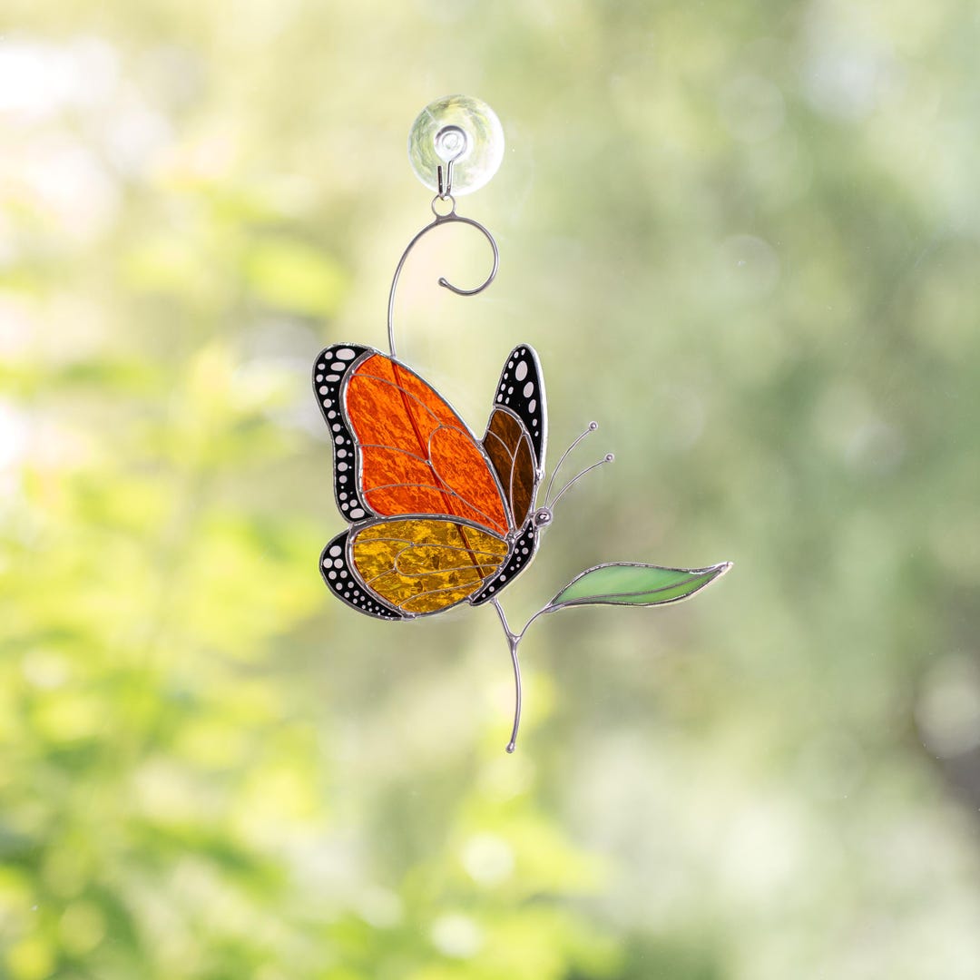 Butterfly Stained Glass Window Hanging Custom Stained Glass Butterfly ...