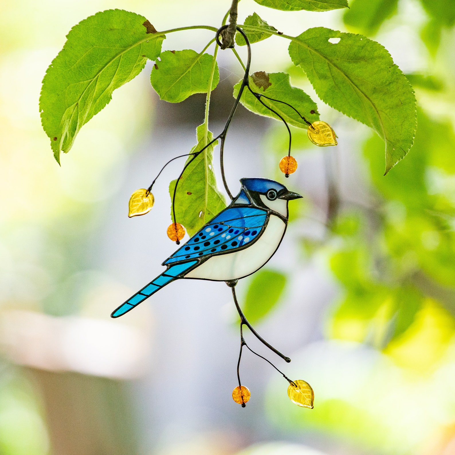 Blue Jay Stained Glass Window Hangings Custom Stained Glass - Etsy