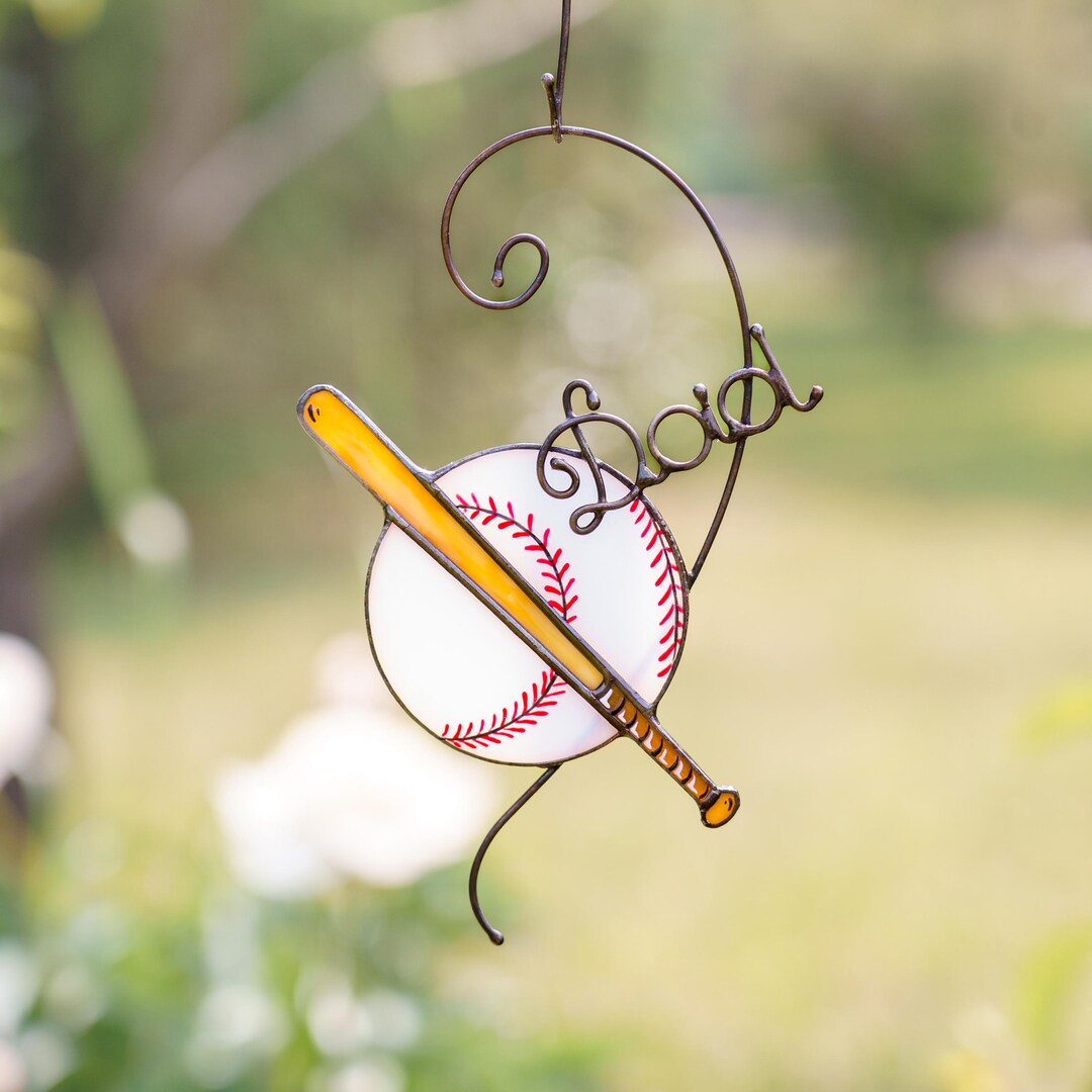 Baseball Ornament Stained Glass Window Hangings Fathers Day Gifts ...