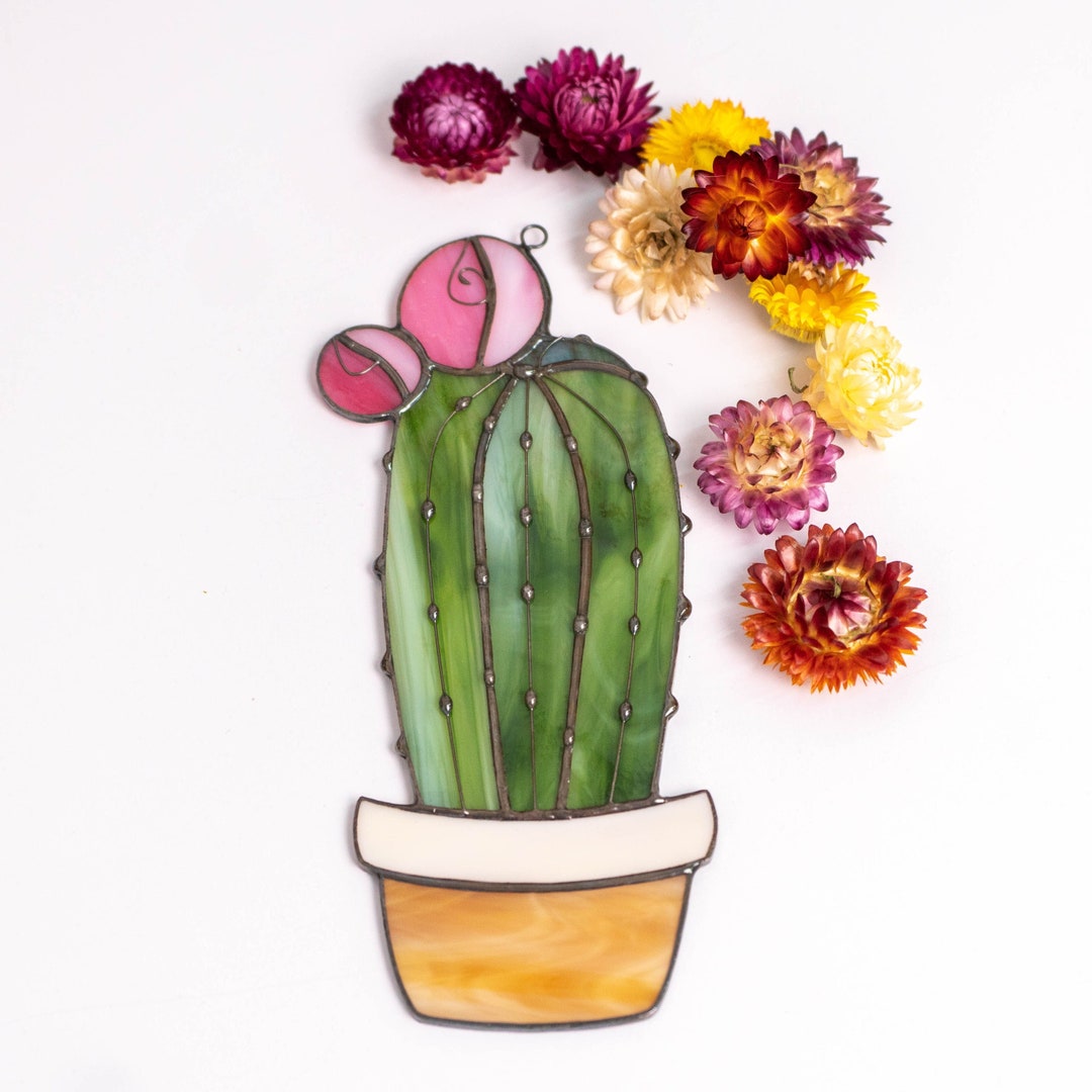 Succulent Stained Glass Window Hangings Christmas Gifts Stained Glass ...