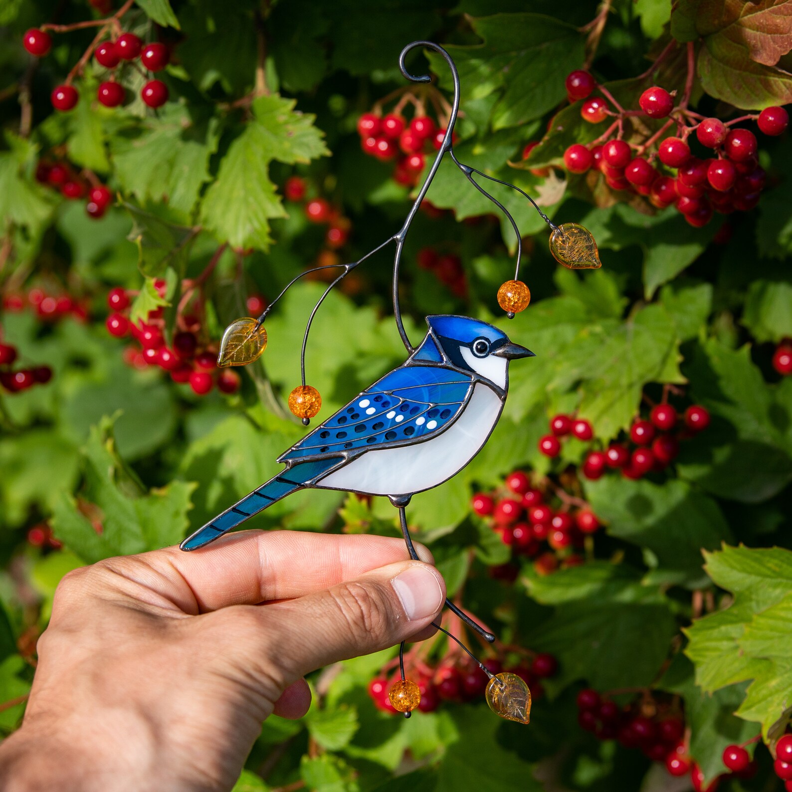 Blue Jay Stained Glass Window Hangings Custom Stained Glass - Etsy