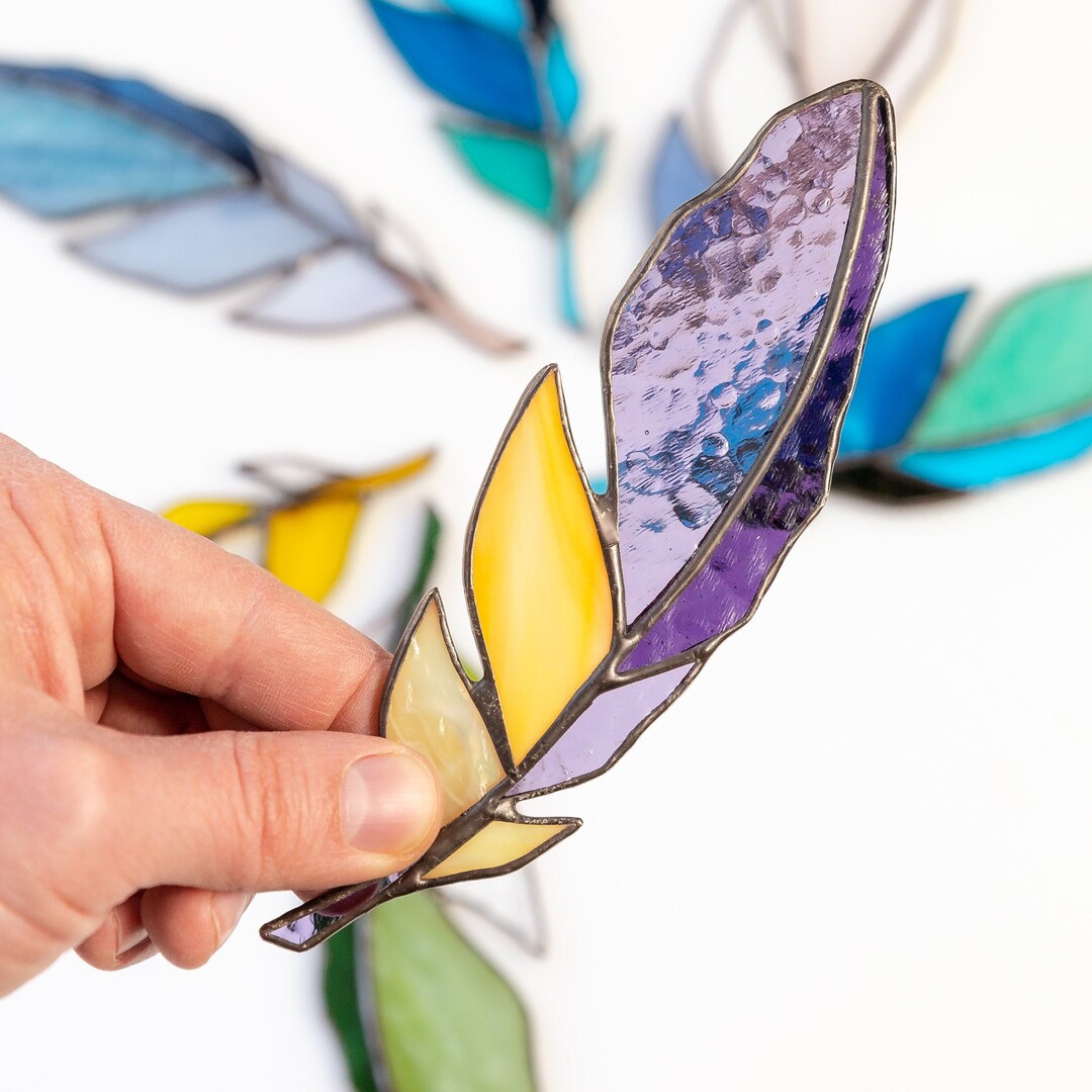 Feather Stained Glass Window Hangings Bohemian Decor Mothers Day Gift ...