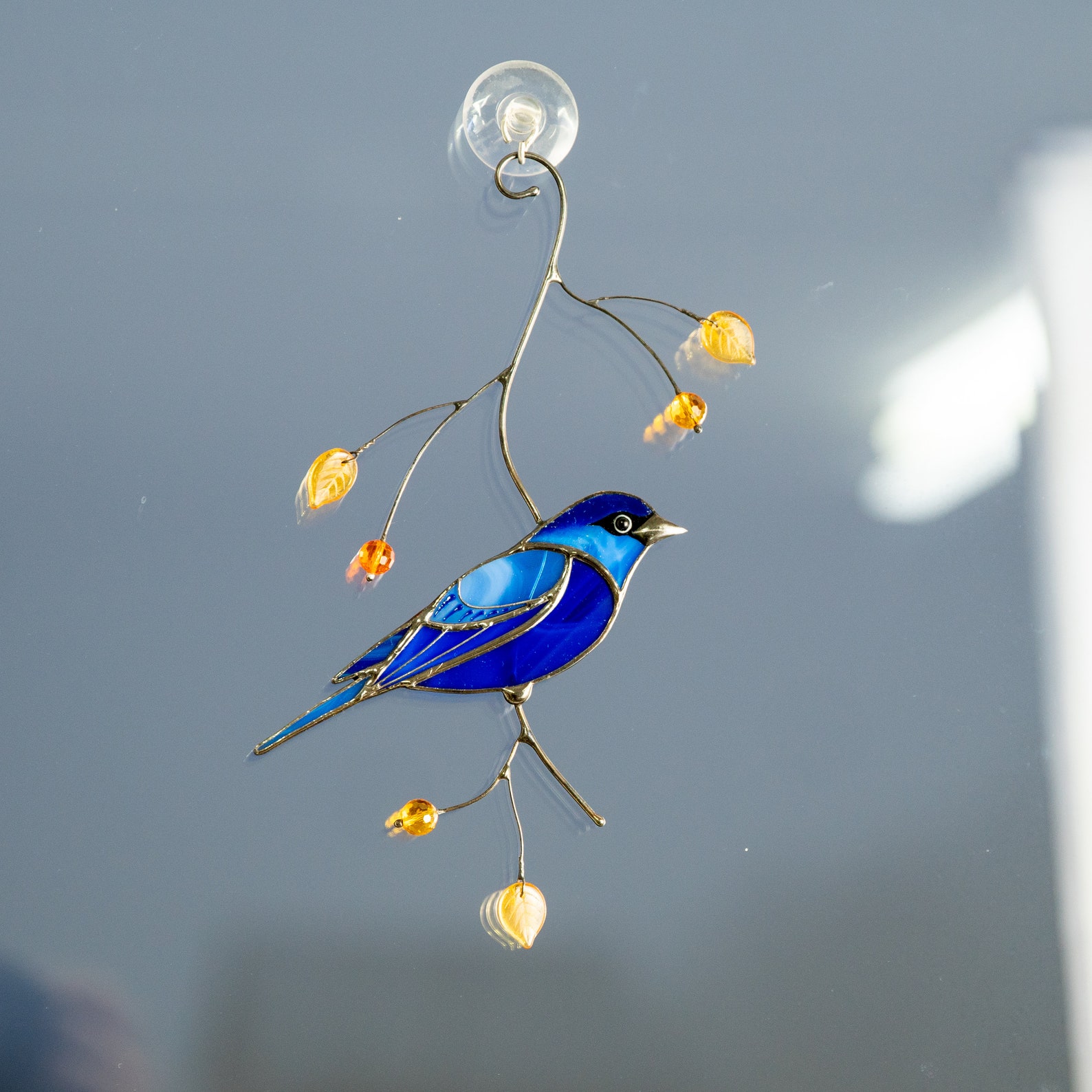 Indigo Bunting Stained Glass Window Hangings Christmas Gifts - Etsy