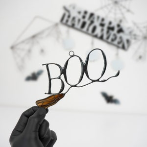 Boo to You Halloween Stained Glass Window Hangings Halloween Gifts ...