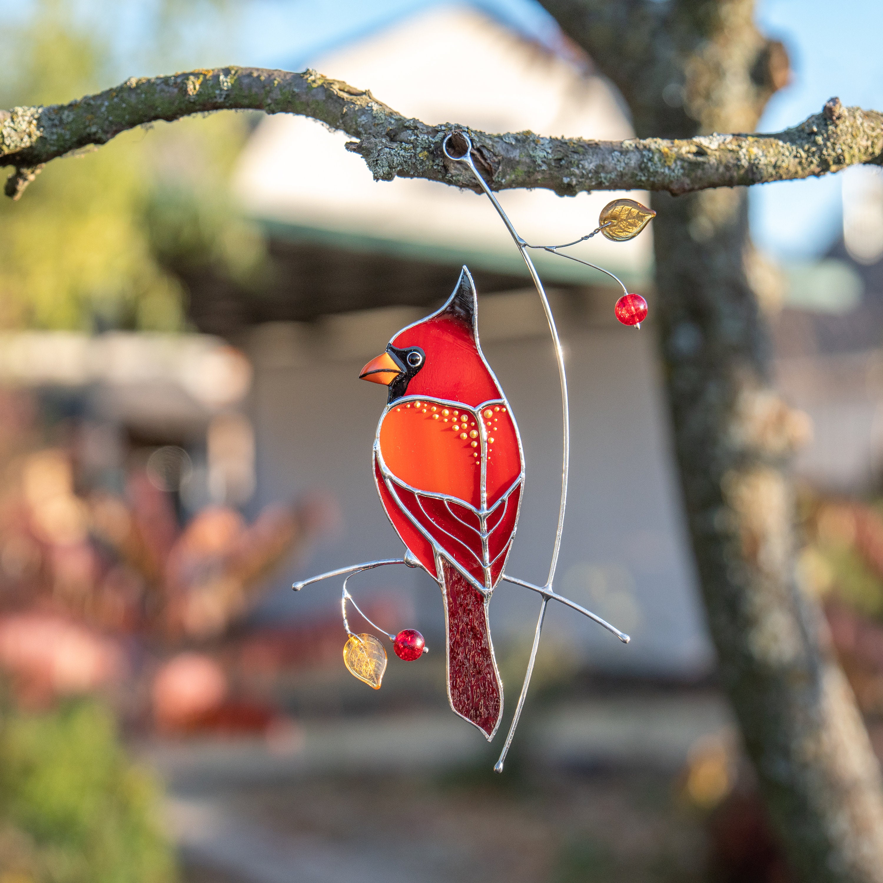 Cardinal Stained Glass Memorial Suncatcher Godfather Gift Cardinal ...