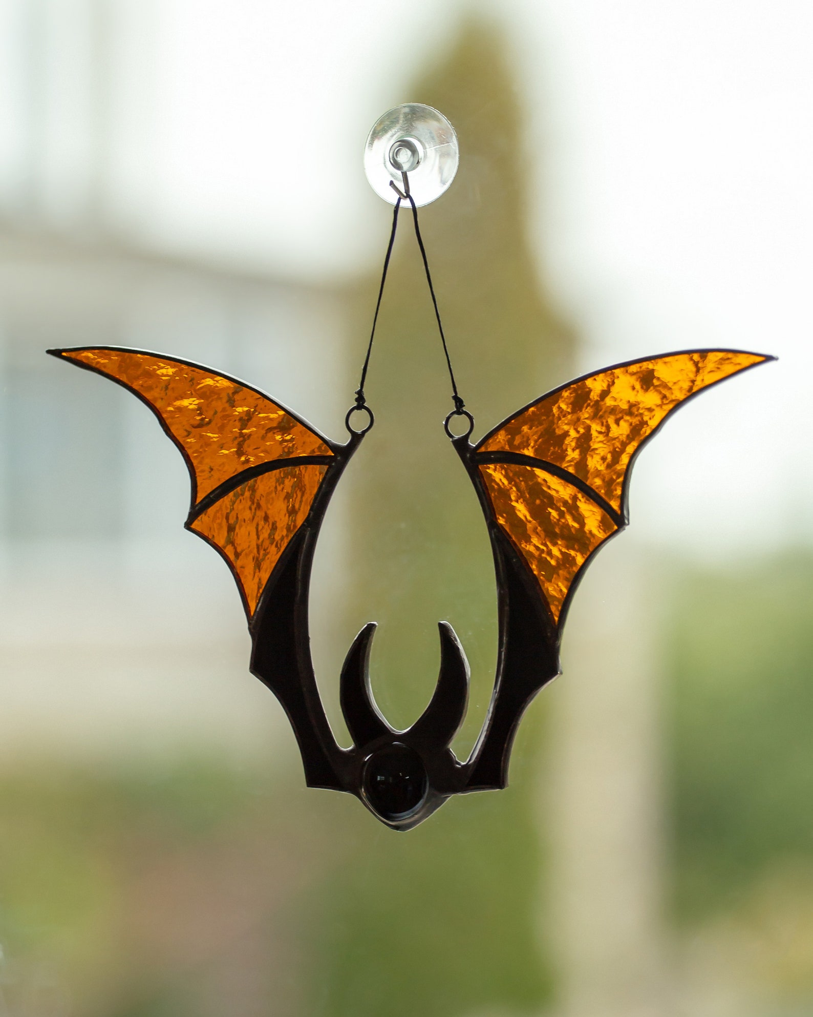 Halloween Decor Stained Glass Bat Suncatcher Spooky Stained - Etsy
